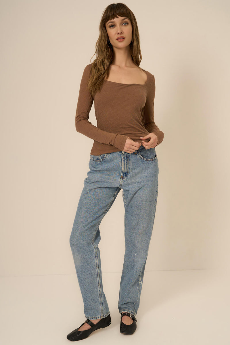 Danni Seamless Square Neck Long Sleeve - Gingerbread – PROJECT SOCIAL T